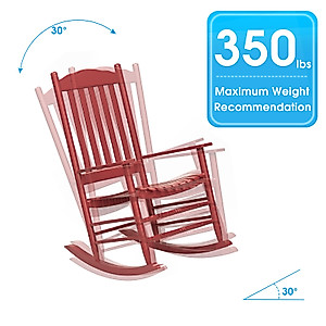 D&F Design Outdoor Rocking Rocker, Wood Rocking Chair with High Back and Curved Seat, UV Treated (Red), Outdoor and Indoor use