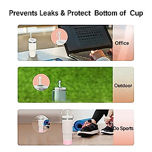 UMUST 8 Pcs for Stanley Cup Accessories, Silicone Spill Proof Stoppe & Silicone Bumper Boot,Leakproof Silicone Seal Kit & Water Bottle Bottom Sleeve for Stanley Cup1.0 40 oz 30 oz (Clear*4 & Pink*4)