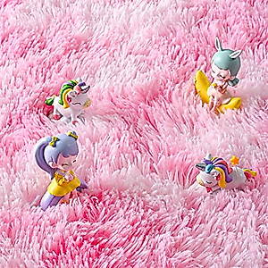 ISEAU Super Soft Rugs for Living Room Shaggy Area Rug, 5x8 Feet Tie-Dye Shaggy Area Rug Fluffy Rugs for Bedroom, Non-Slip Abstract Fuzzy Rugs Dorm Shag Rugs for Girls Boys Kids Room, Tie-Dyed Pink