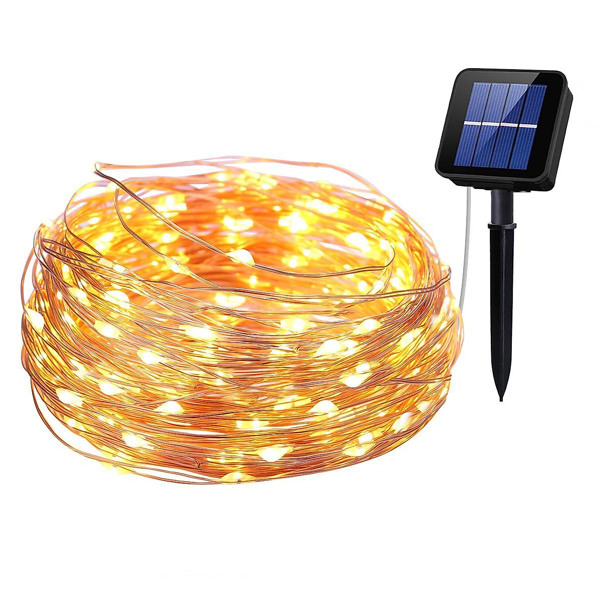 Smartdio 200 LED Solar Powered String Lights, 8 Modes 72ft Copper Wire Starry Lights, Outdoor Waterproof IP65 Fairy Christams Decorative Lights for Gardens,Homes,Wedding,Party (Warm White)
