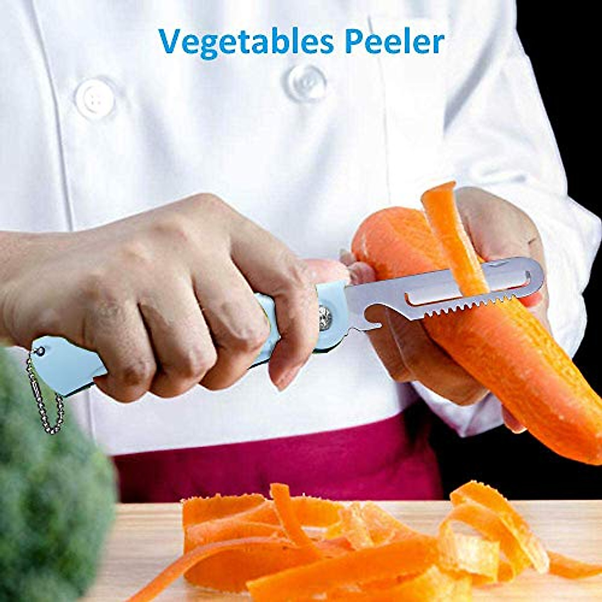 Travel Pocket Paring Knife Fruit Knife Peeling Vegetable Peeler Folding Foldable Multi Function Small Portable Bottle Opener for Kitchen Traveling Camping Outdoor Stainless Steel Plastic 2 Blade Green