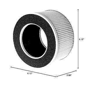 Nispira True HEPA Air Filter Replacement Compatible with Membrane Solutions MSB3 Air Purifier, 1 Pack