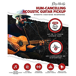 Dean Markley Pro Mag Grand Acoustic Guitar Humbucker Pickups, Maple Wood Design Active Soundhole Pickup Ebony Finish, Hum-Cancelling Acoustic Guitar Pickup for Studio Recording and Live Performance