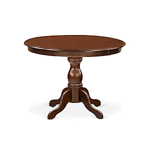 East West Furniture HBIP5-MAH-C 5 Piece Dinette Set for 4 Includes a Round Dining Room Table with Pedestal and 4 Linen Fabric Upholstered Dining Chairs, 42x42 Inch, Mahogany