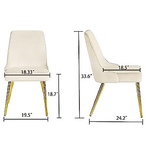 KithKasa Upholstered Dining Chairs Sets of 4 Mid-Century Modern Desk Comfy Side Chair with Gold Legs for Kitchen Living Room Cream