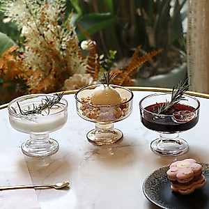 Small Trifle Bowl Clear Glass - Set of 6 Ice Cream Bowl for Fruit Dessert Salad 3.9" Serving Bowls 8oz Wide Mouth Glass Cups with Stand (transparent)