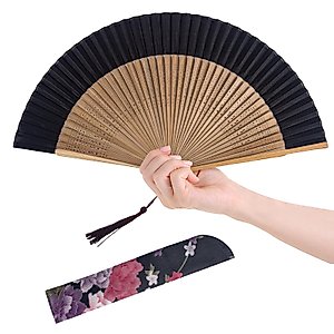 JYSILIYH ﻿Folding Hand Fan for Women,Hand Held Fan for Women Foldable,FChinese Japanese Vintage Hand Held Bamboo Silk Folding Fans Hand Fan for for Dance Music Festival Wedding Church Decoration