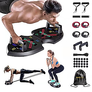 Upgraded Push Up Board: Multi-Functional 20 in 1 Push Up Bar with Resistance Bands, Portable Home Gym, Strength Training Equipment, Push Up Handles for Perfect Pushups, Home Fitness for Men and Women, Gift for Boyfriend