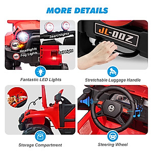 2 Seater Ride On Truck and Car Cover, 12V Children's Electric Car with Parental Remote Control, Music, MP3 Player, LED Lights, Spring Suspension, Red