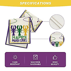 Artoid Mode Beads Happy Mardi Gras Carnival Table Runner, Seasonal Holiday Kitchen Dining Table Decoration for Indoor Outdoor Home Party Decor 13 x 72 Inch