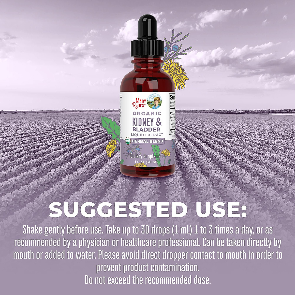 MaryRuth's | Kidney Support Supplement | Urinary Tract Health & Bladder Support for Women & Men | Vegan | Non-GMO | Gluten Free | 1 Fl Oz