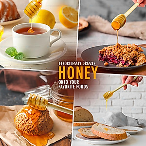 10 Pcs Honey Dipper Sticks - 6 Inch Wooden Honeycomb Sticks, Honey Stirrer Stick For Honey Jar Dispense Drizzle Honey and Wedding Party Favors Gift