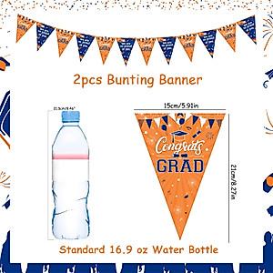 Fangleland We are So Proud of You Banner, Orange Blue Graduation Pennant Banner Decorations 2025, Congrats Grad Triangle Hanging Flag, Class of 2025 Graduate Ceremony Party Supplies