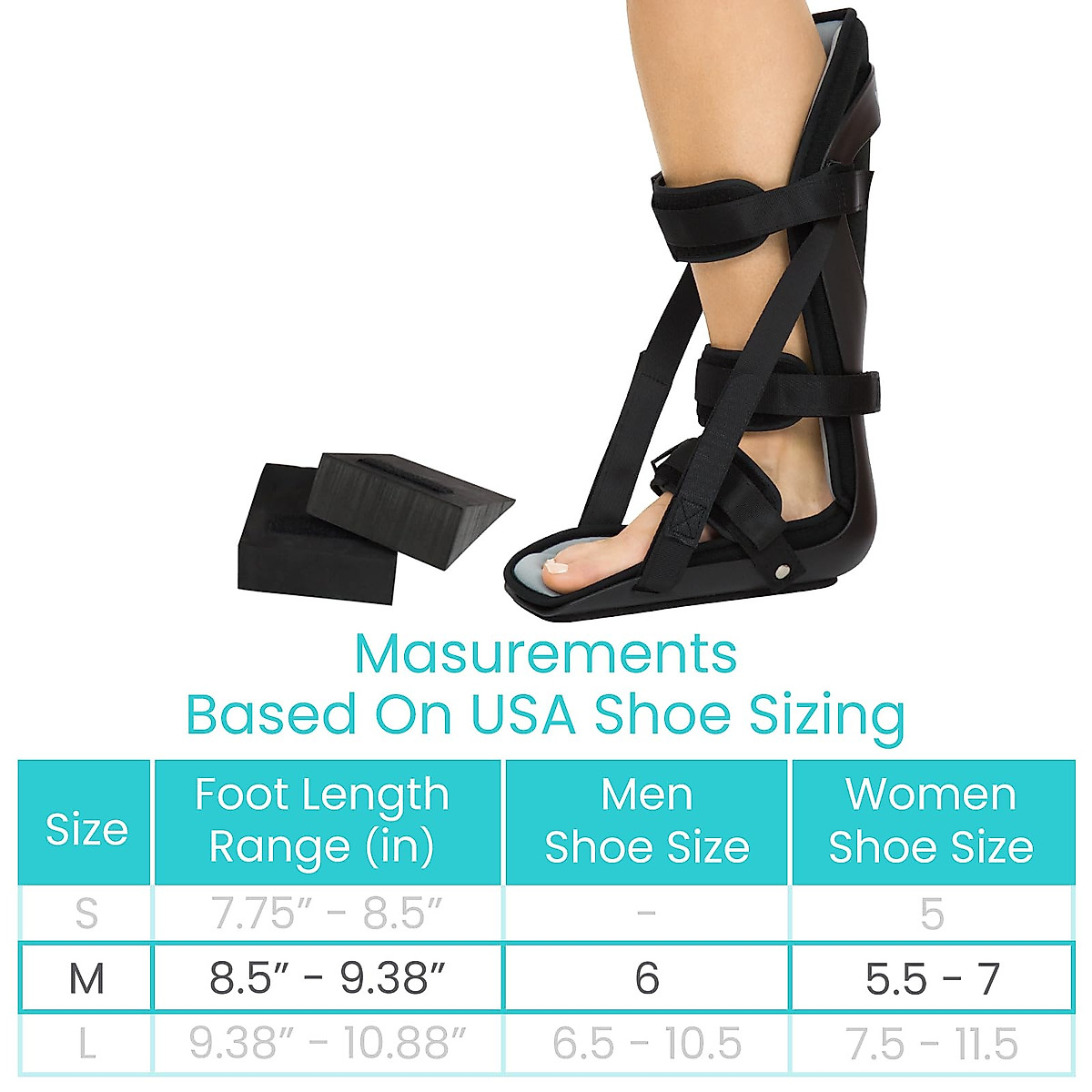 Vive Hard Plantar Fasciitis Night Splint for Men & Women - Stabilizer Brace Relieves Inflammation - Foot Support Boot Features Adjustable Hook and Loop Straps for Achilles Pain Relief