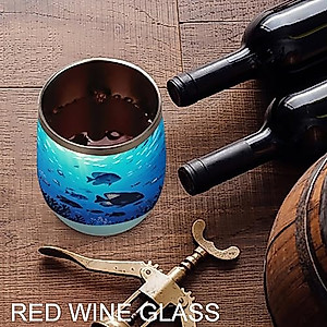 OPTKSNCU 304 Stainless Steel Insulated Cup with Lid, Fish Hover in The Sea Print Durable, And Easy to Clean – Ideal for Home, Office, And Gift Giving