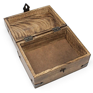 Nautical Cove Treasure Chest Wooden Box with Antique Iron Lock and Skeleton Key - Storage and Decor (Small 8 x 6 x 4.5)