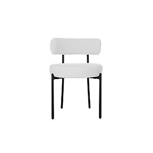 Hooseng White Dining Chairs Set of 2, Modern Kitchen Dining Room Chairs, Round Upholstered Boucle Chairs with Curved Backrest and Black Metal Legs for Kitchen, Dining Room, Living Room