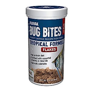 Fluval Bug Bites Tropical Fish Food, Flakes for Small to Medium Sized Fish, 3.17 oz, A7332, Brown