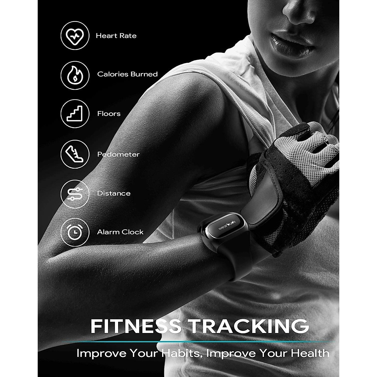 Aipower Wearbuds Smartwatch with True Wireless Earbuds, Fitness Tracker Heart Rate Monitor Calorie Steps Counter, Smart Watch with Bluetooth Earbuds