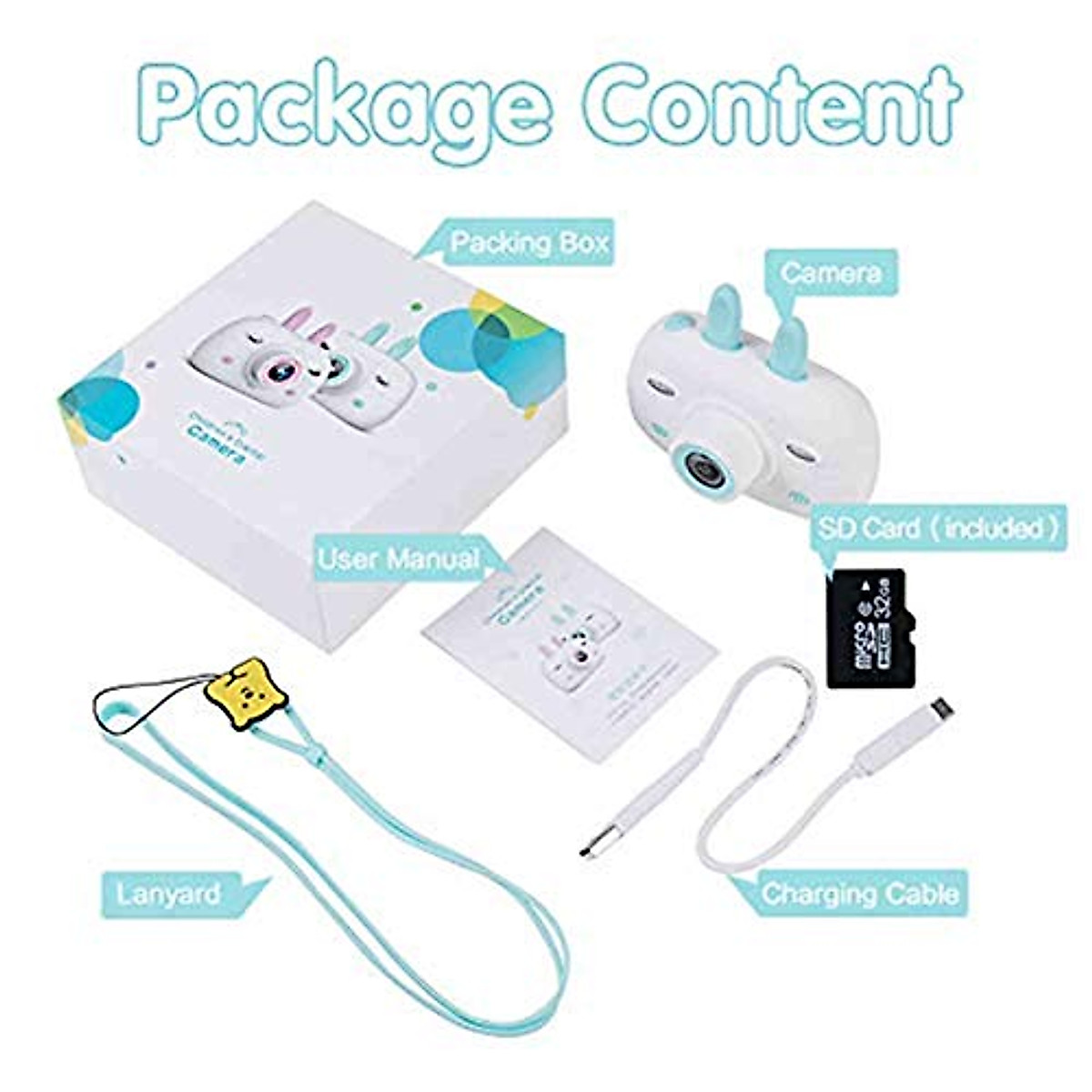 Gmlmes Kids Video Cameras Digital Rabbit Cameras for Girls Boys Toddlers 3-10 Years Old Birthday Gifts 1080P HD Shockproof Rechargeable Video Recorder Player with 2.4 Inch IPS Screen (Pink)