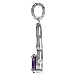 Silvershake 1.14ct. Natural African Amethyst 925 Sterling Silver Celtic Knot Pendant with 18 Inch Chain Necklace