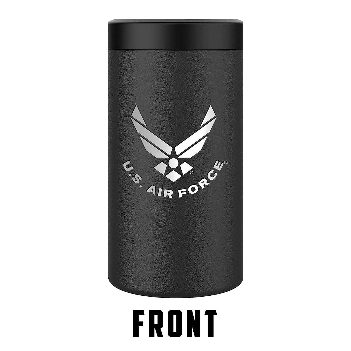 Air Force 4 in 1 Insulated Can Cooler, Stainless Steel Double-Walled Insulator for 12 oz Standard or Skinny Slim Cans, 12 Oz Beer Bottles & Mixed Drinks – Gifts for Airmen