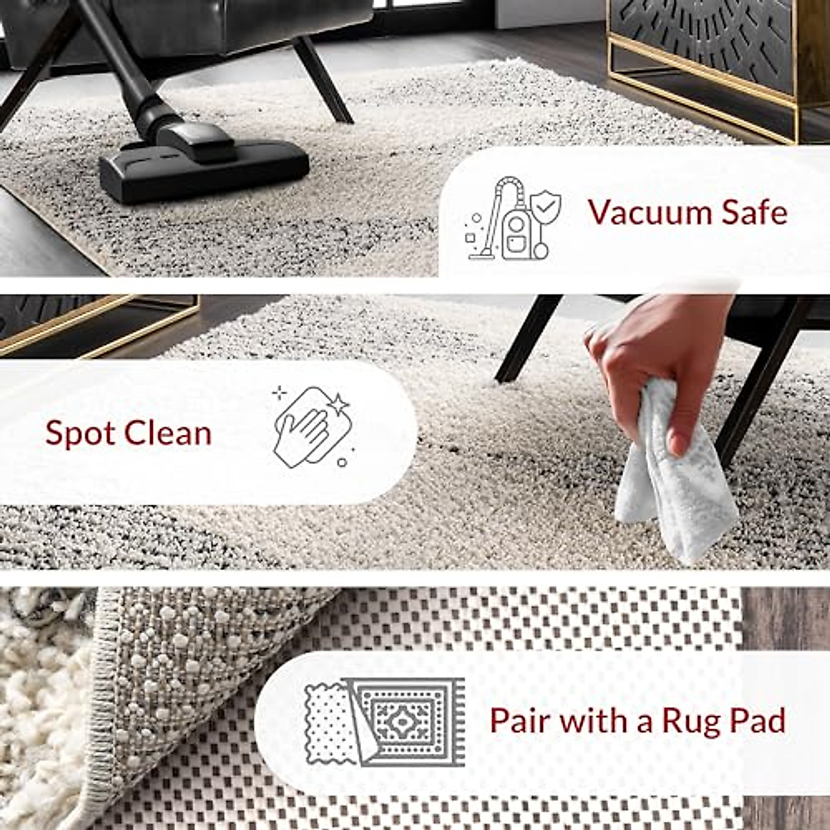 nuLOOM Scarlette Abstract Diamond Shag Area Rug, 9x12, Off-white