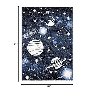 SAFAVIEH Carousel Kids Collection Accent Rug - 4' x 6', Dark Blue & Light Blue, Non-Shedding & Easy Care, Ideal for High Traffic Areas for Boys & Girls in Playroom, Nursery, Bedroom (CRK122M)