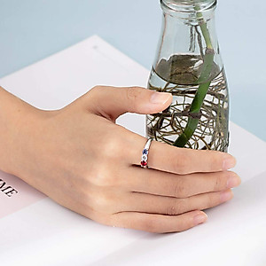 Personalized Mothers Rings with 2/3/4 Simulated Birthstones Custom Mother Daughter Ring Jewelry for Women Engagement Wedding Promise Rings for Her (2 stones, 8)