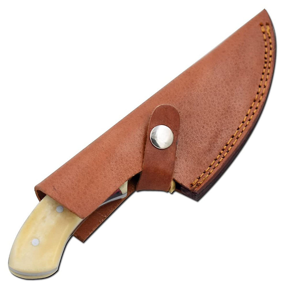 Wild Turkey Handmade Collection Full Tang Fixed Blade Real Bone Handle Skinner Knife w/Leather Sheath.. (5037)