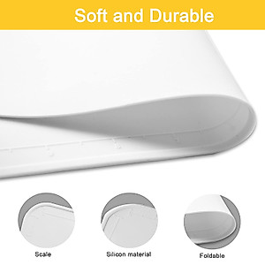 Phhasxyle Silicone Painting Mat - Silicone Craft Mat,Silicone Paint Mat,Craft Mat,Silicone Mats for Crafts,Kids Craft Table,Non-Stick Silicone Sheet with Cleaning Cup for Art, Handmade(20x16 in,White)