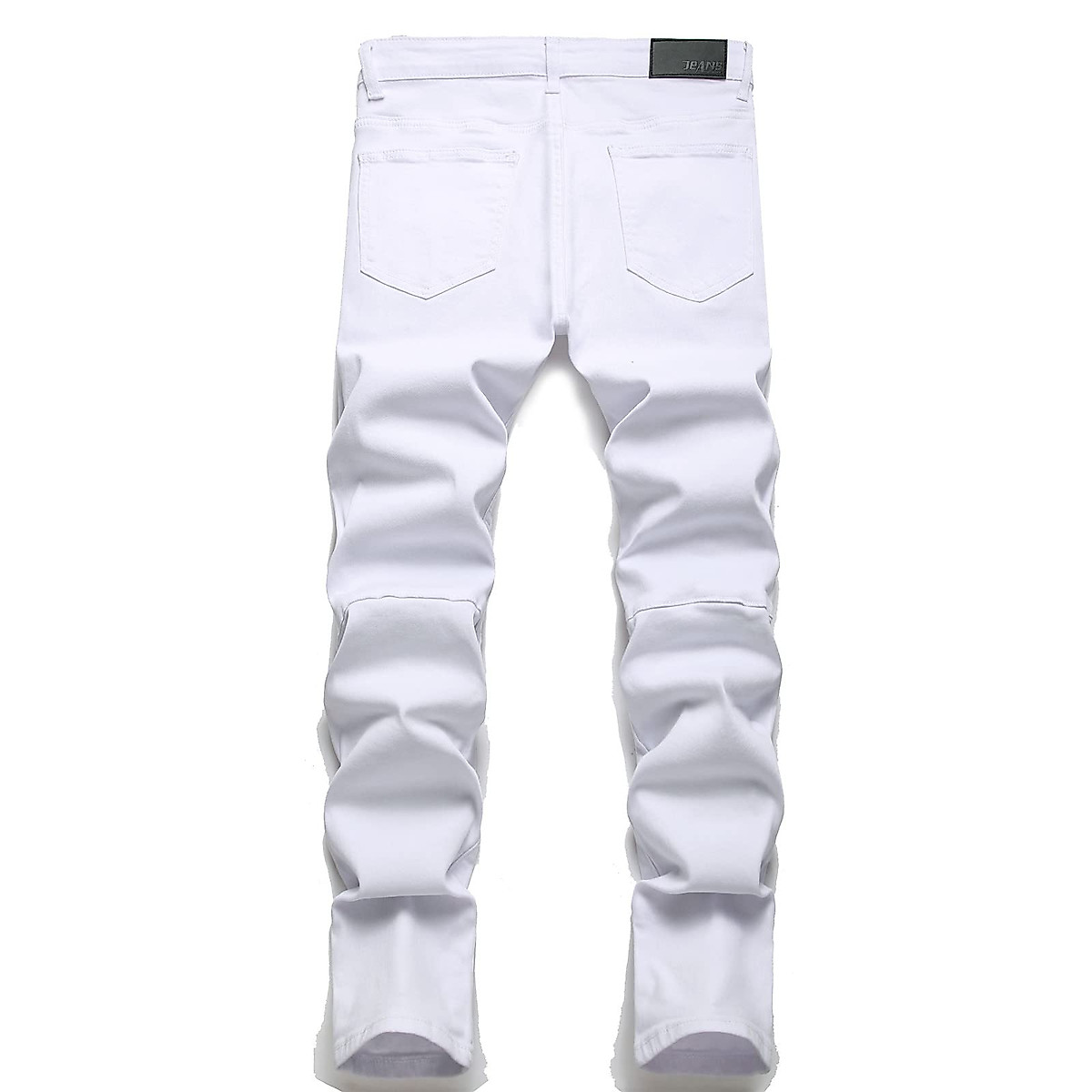 RXXKKK Men's Classic Zipper Biker Regular Fit Flex Jean (36, 6611 White)