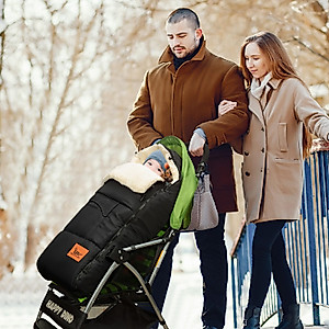 EAQ Universal Winter Warm Baby Stroller Footmuff,Muti Use Bunting Bag, Fleece Lined Washable Outdoor Sleeping Bag for Baby（Gray）