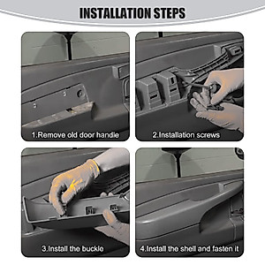 3mirrors Interior Door Pull Handle Front Driver & Passenger Side Armrest Handle Compatible with 2003-2019 Chevrolet Express or GMC Savana 1500 2500 3500 Van (Gray)
