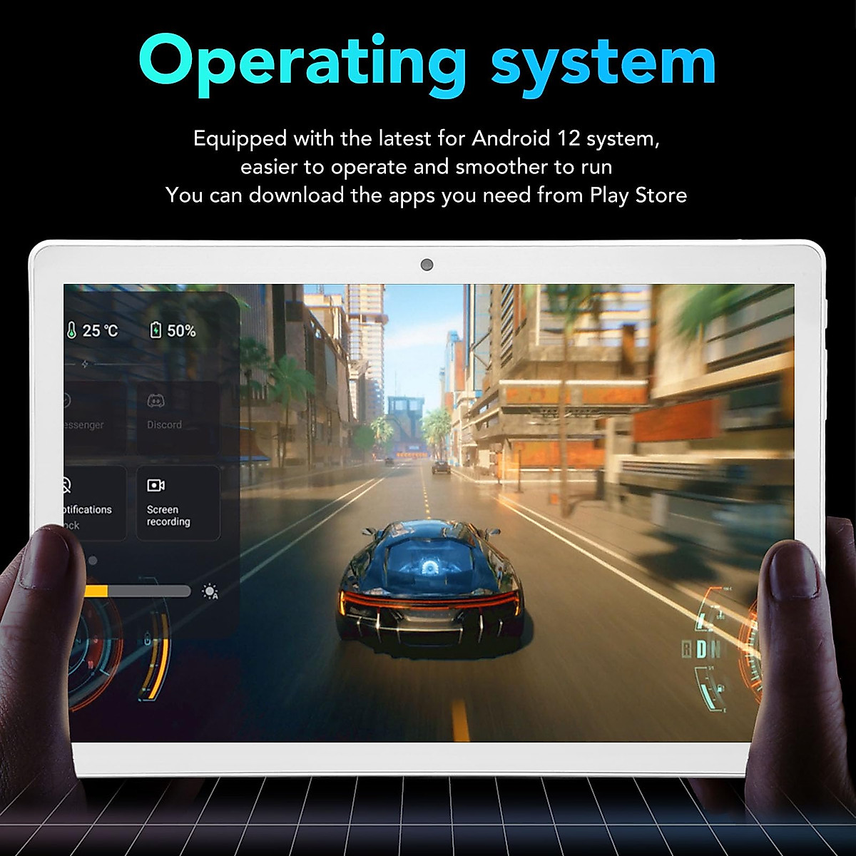 GLOGLOW Tablet Computer, 12GB RAM 256GB ROM 10.1 Inch Tablet 8MP 20MP Cameras Ten Core CPU 5G WiFi 100-240V for Learning (US Plug)
