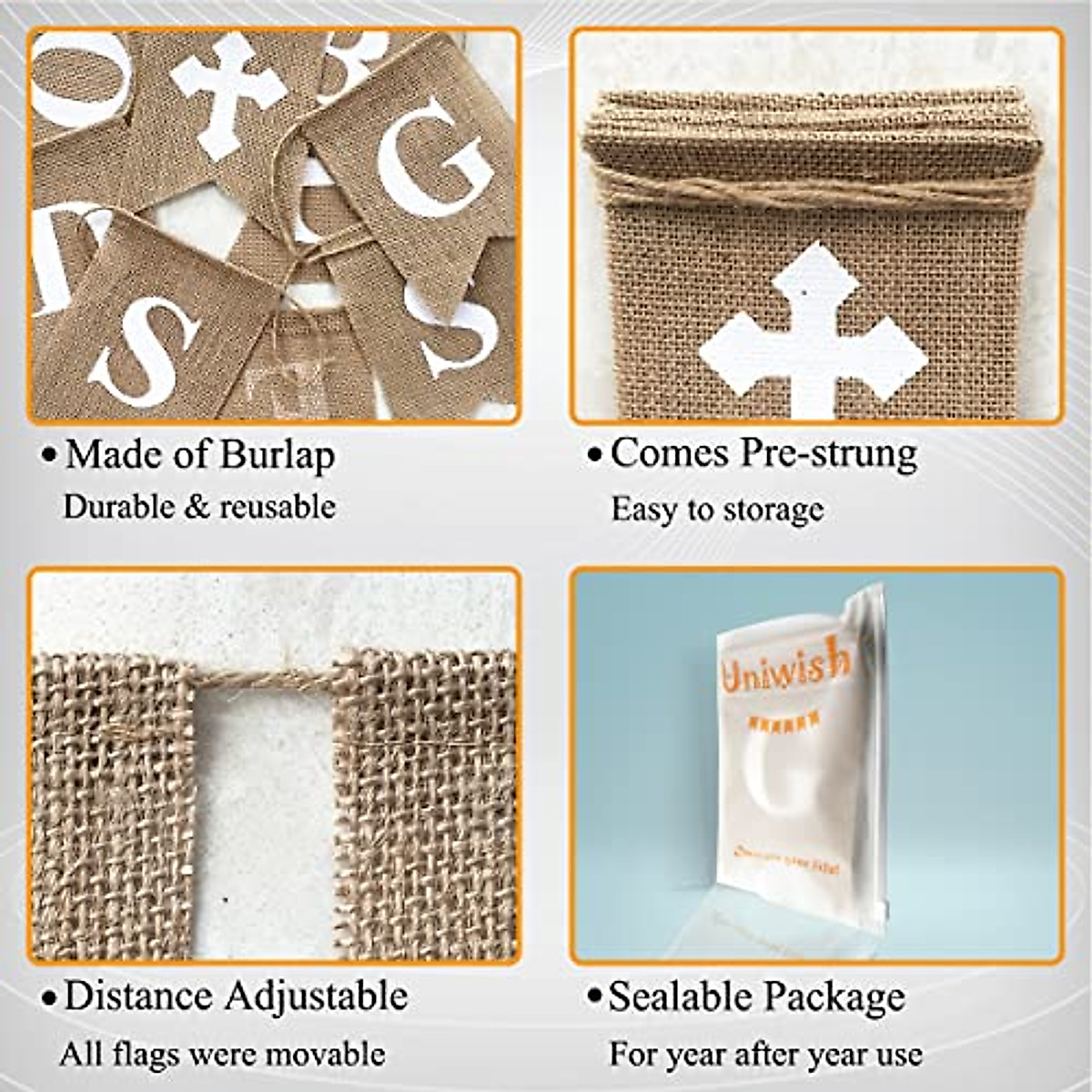 Uniwish God Bless Banner Boy Girl Baptism Decorations Rustic Christening Baby Shower Wedding Birthday Party Favors Photo Props