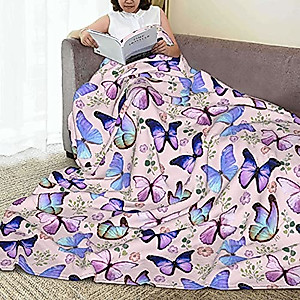 Butterflies Butterfly Throw Blanket Soft Warm Flannel Fleece Bed Blanket Gift for Men Women Girls Boys Chair Couch car 50"x40"