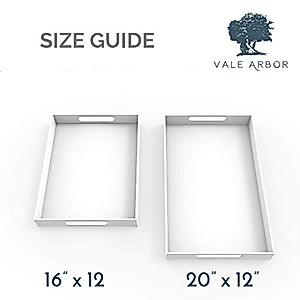 Vale Arbor Black Acrylic Serving Tray for Vanity, Bathroom, Ottoman, Organizer and Decor with Handles (Rectangle, Large)