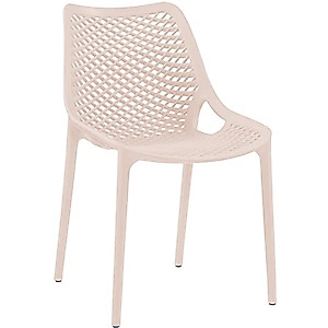 Meridian Furniture 328Pink Modern | Contemporary Patio Dining Chair with Polypropylene Plastic, Weather Resisting for Indoor or Outdoor Use, Set of 4, 20" W x 24.5" D x 33" H, Pink