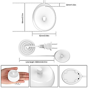 Electric Toothbrush Charger Base, Toothbrush Replacement Charger for Model 3757, Portable Travel Inductive Charger with ABS Cable, Model 3709, 3756, AC Powered, White (110-220V)