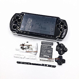 New Replacement Sony PSP 2000 2001 2002 2003 2004 Series Console Full Housing Shell Cover with Button Set - Black