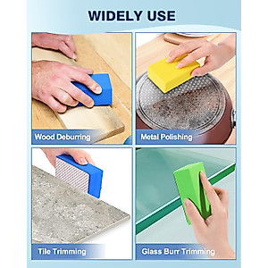 4 Pack Diamond Hand Polishing Pads, Diamond Sanding Pads Assortment, Diamond Sandpaper with High-Density Sponge, Diamond Polishing Pads, for Wood Tile Glass Stone(60/100/200/400 Grit)