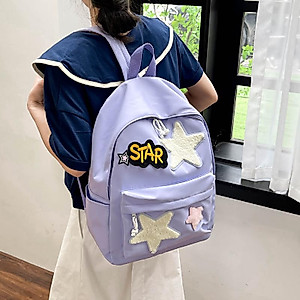 Cute Backpack for Women Men, Kawaii Y2K Design Trendy Colorful Harajuku Hiking Travel Backpack Aesthetic Backpack (Purple)