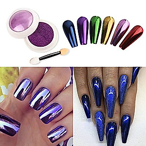 BISHENGYF 6 Box Chrome Nail Powder, Chrome Effect Nail Powder Set, Shiny Nail Glitter Powder with Magic Mirror Effect for Nail Art Design Decoration(Christmas Color Series)