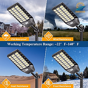 Adewalk 5000W Large Solar Street Light, Commercial Solar Street Lights Outdoor Dusk to Dawn, Solar Lights Outdoor with Motion Sensor and Remote Control, Solar Parking Lot Lights for Yard and Suburbs