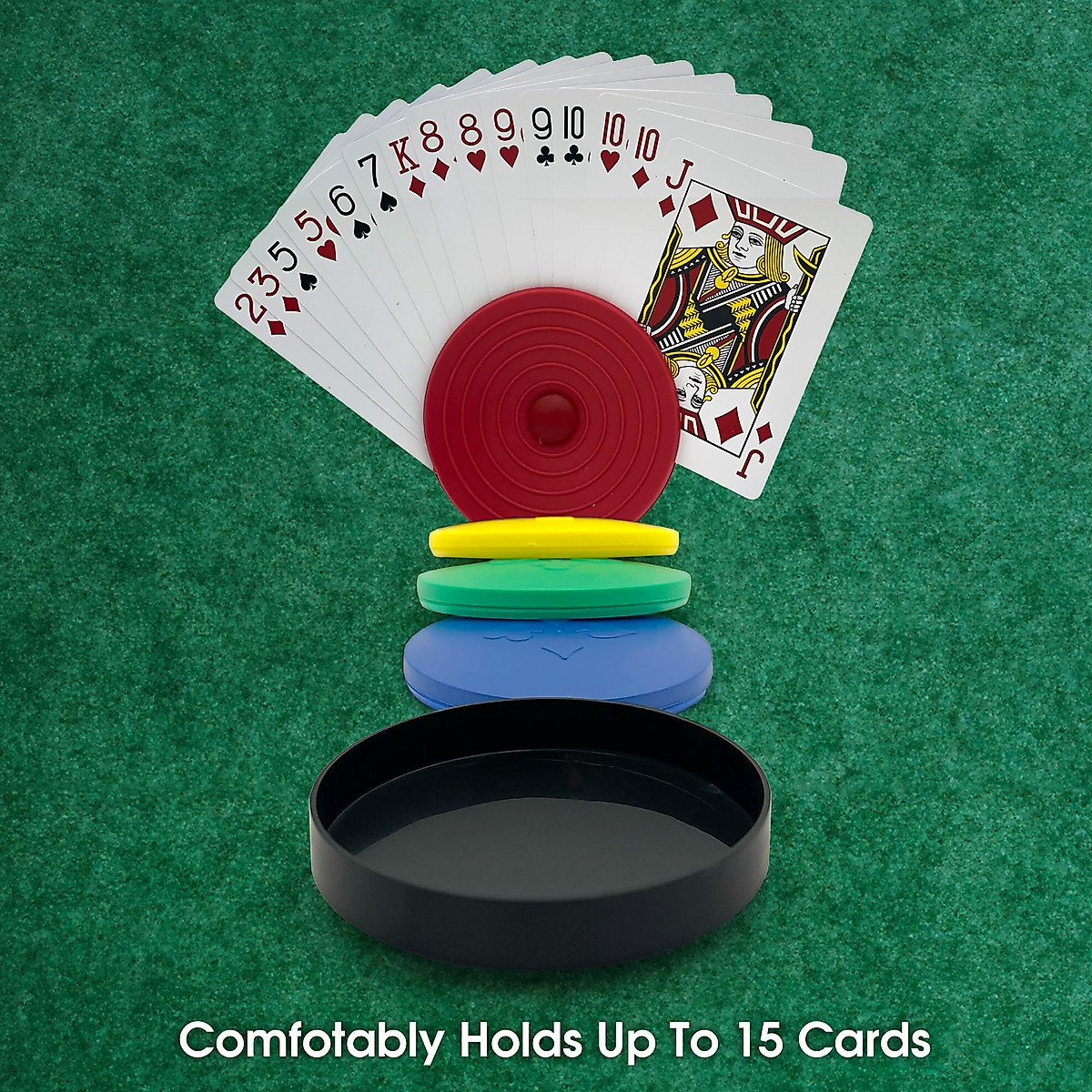 Round Card Holders with Case in Red, Yellow, Green & Blue, Multi