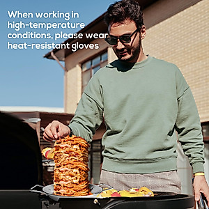 Fengzhe Al Pastor Skewer for Grill, Stainless Steel Vertical Skewer, Brazilian Spit Stand with 3 Spikes,2 Brushes,Ideal for Tacos Al Pastor,Shawarma, Kebabs on Smoker, Oven,with Fat Separator Tray.