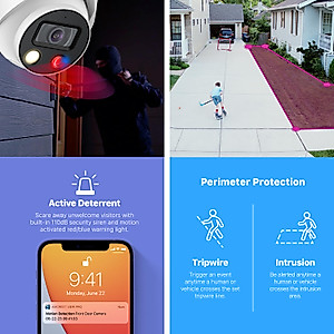 Amcrest UltraHD 4K (8MP) IP POE AI Camera, 4K @30fps, 98ft Night Color Vision F1.0, Security Outdoor Turret Camera, Vehicle & Human Detection, Active Deterrents, Built in Microphone, IP8M-DT3949EW-3AI