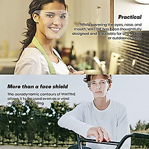 Wattne 【Two Pack】 Safety Face Shield, Clear Full Face Shields with Frame Detachable Protective Reusable Goggle Shield Anti-spitting Fog & Scratch Resistant Suitable for Indoor and Outdoor Activities
