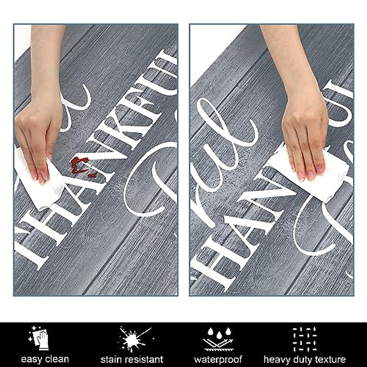 HEBE Anti Fatigue Kitchen Mat Set of 2 Non Slip Cushioned Kitchen Mats for Floor Waterproof Farmhouse Kitchen Rugs and Mats Set Comfort Standing Desk Mat Carpet for Sink,Office,Laundry